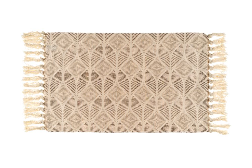 Dywanik Boho 45 x 75 cm liście beżowo-czarny - Bricomarche.pl