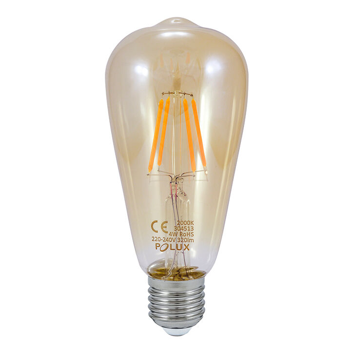 Żarówka dekoracyjna Vintage LED Filament Amber ST64 E27 WW 2000K 320 lm ...