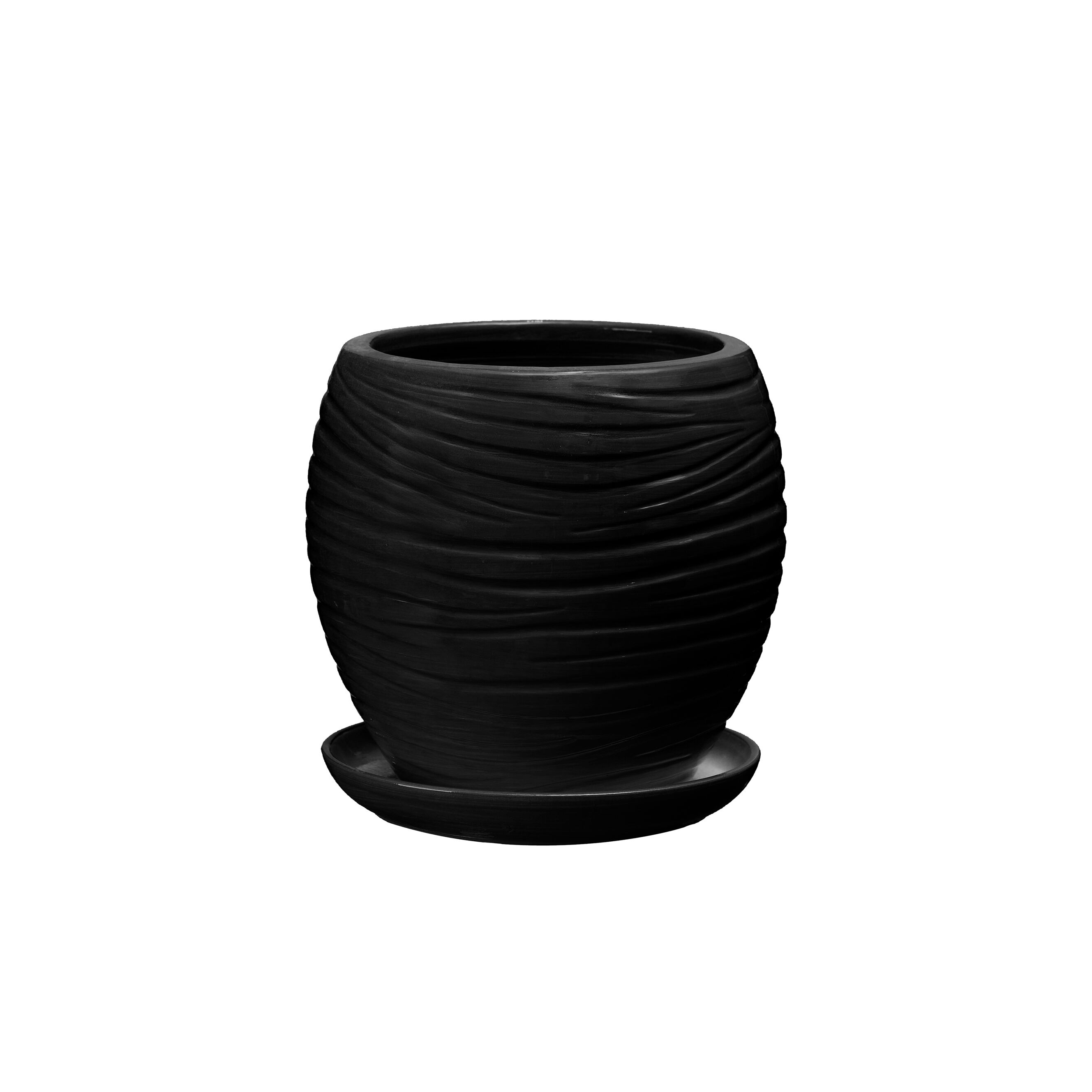 Doniczka ceramiczna z podstawką naomi 22 x 19 cm czarny mat symbol 1012 ...