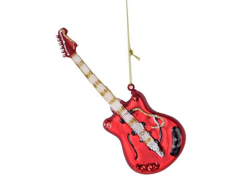 Bombka szklana gitara 14,2 cm czerwona - Bricomarche.pl