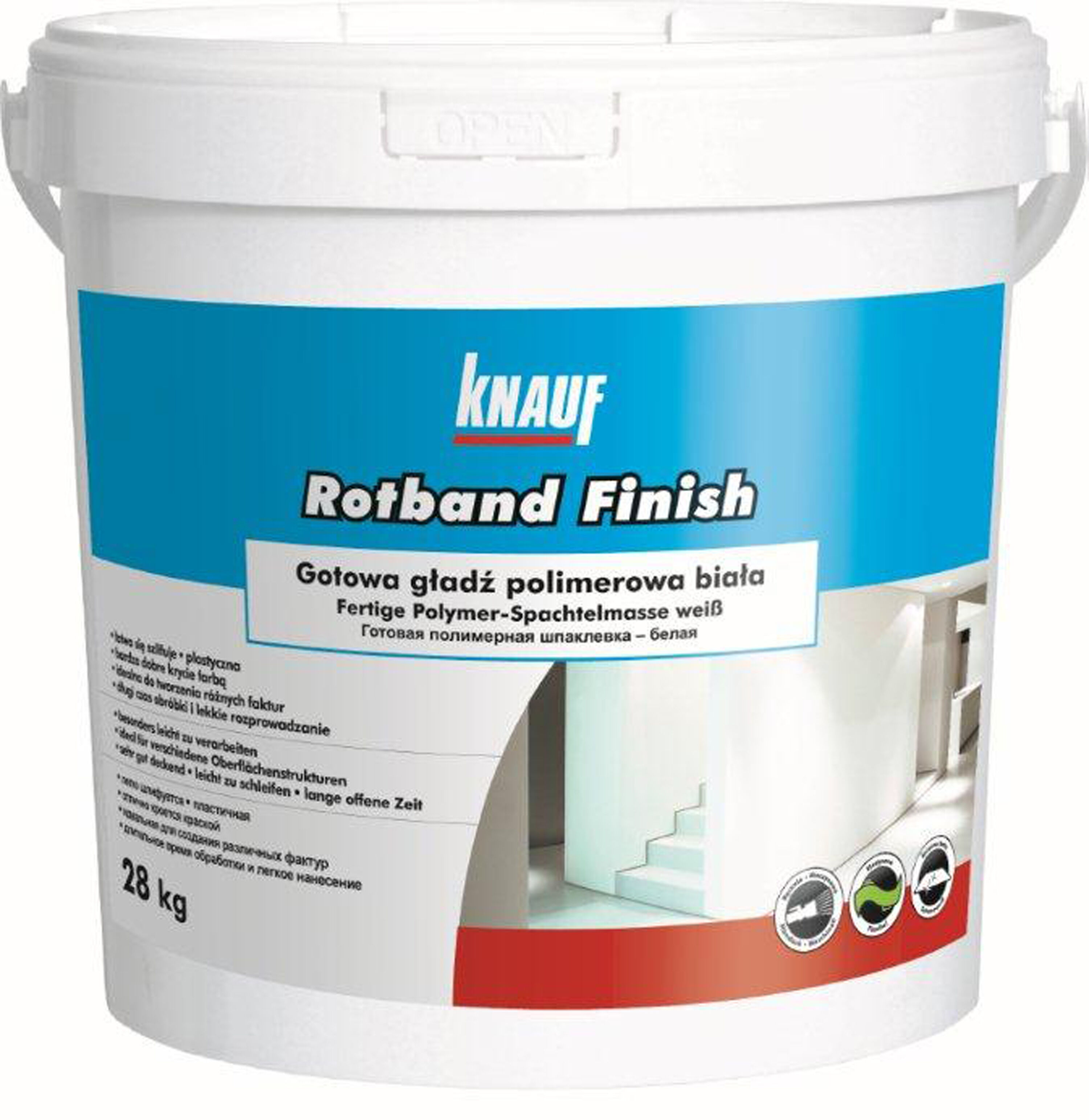 Rotband Finish Knauf - gładź gotowa polimerowa biała 28 kg w sklepie ...