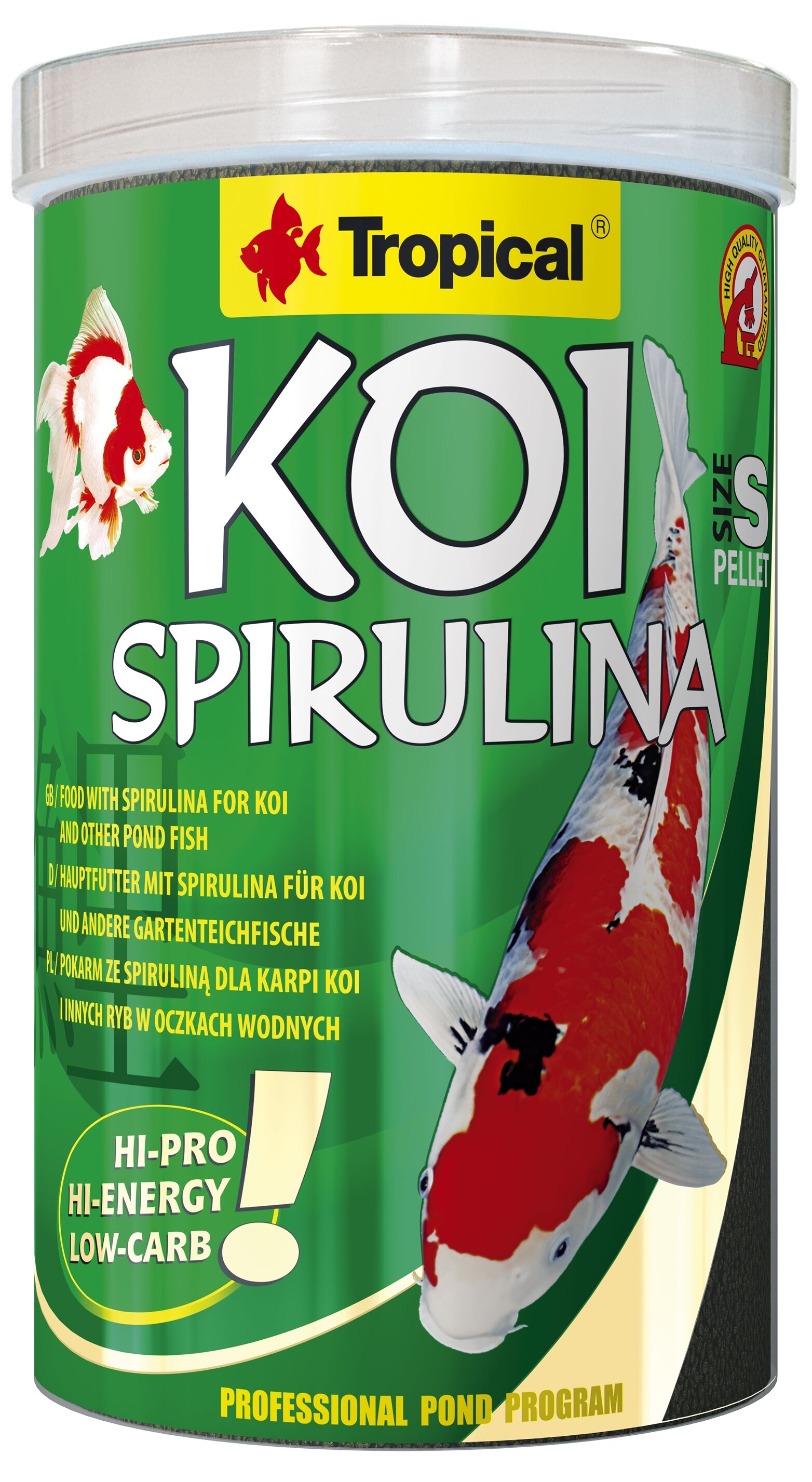 Pokarm dla karpi koi Spirulina Pellet size "S" 1000 ml / 400 g Tropical ...