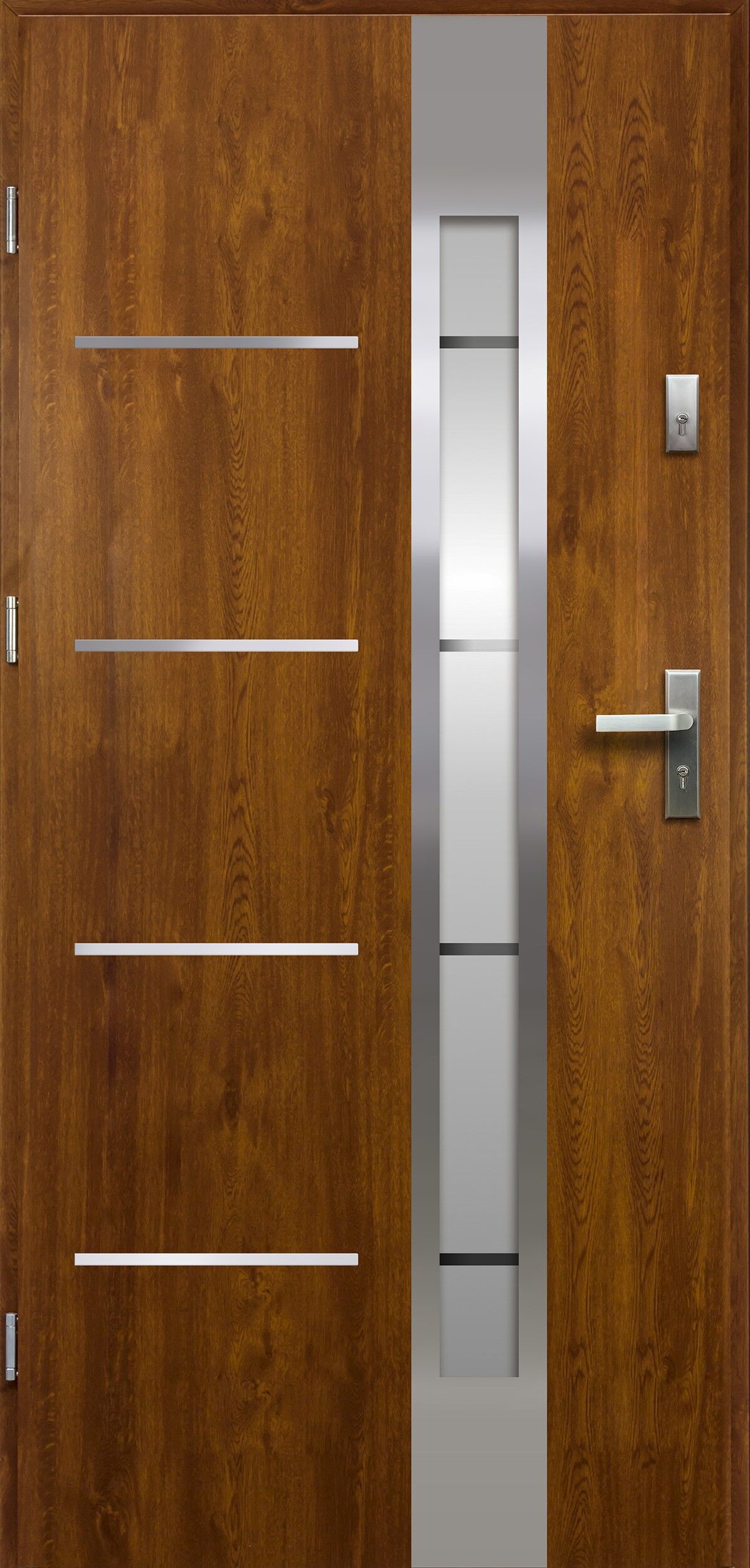 Drzwi zewnętrzne LUNA lak-pas inox złoty dąb 90 lewe RADEX - Bricomarche.pl