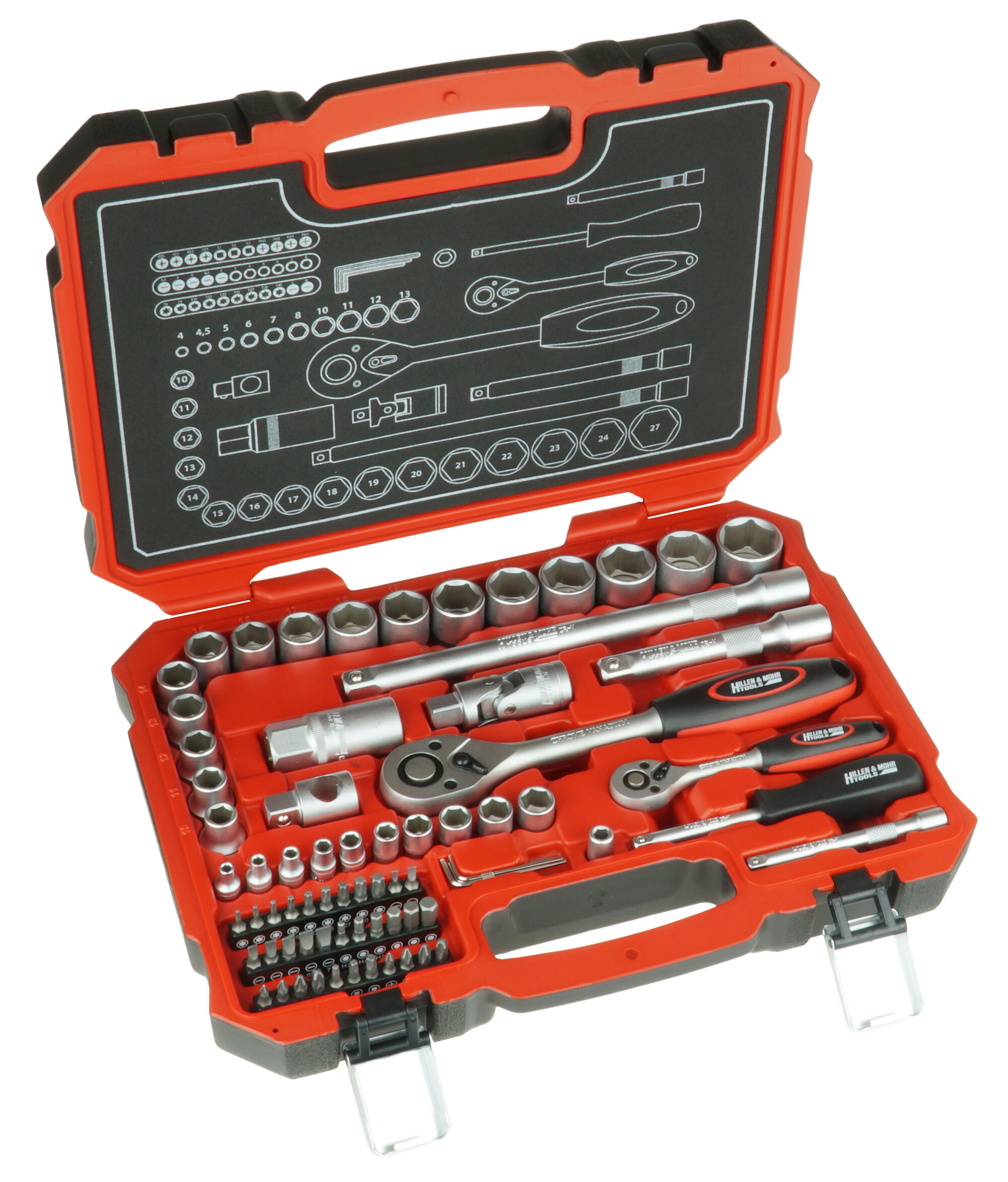 Zestaw kluczy nasadowych CrV 72 szt. 16x1/2", 10x1/4" - Bricomarche.pl