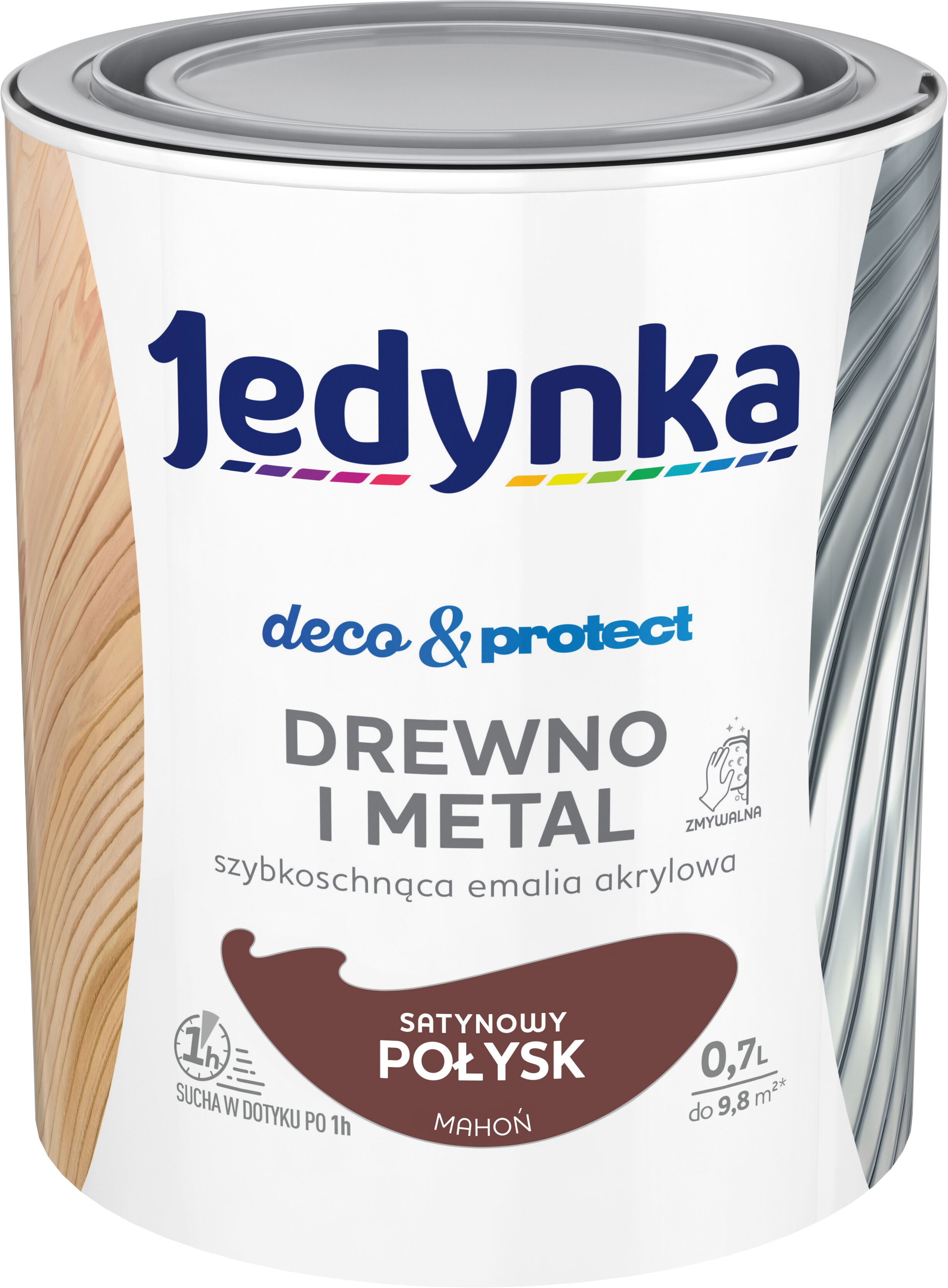 Farba akrylowa Jedynka Deco&Protect Drewno i Metal Satynowy Połysk Mahoń 0,7 l - Bricomarche.pl