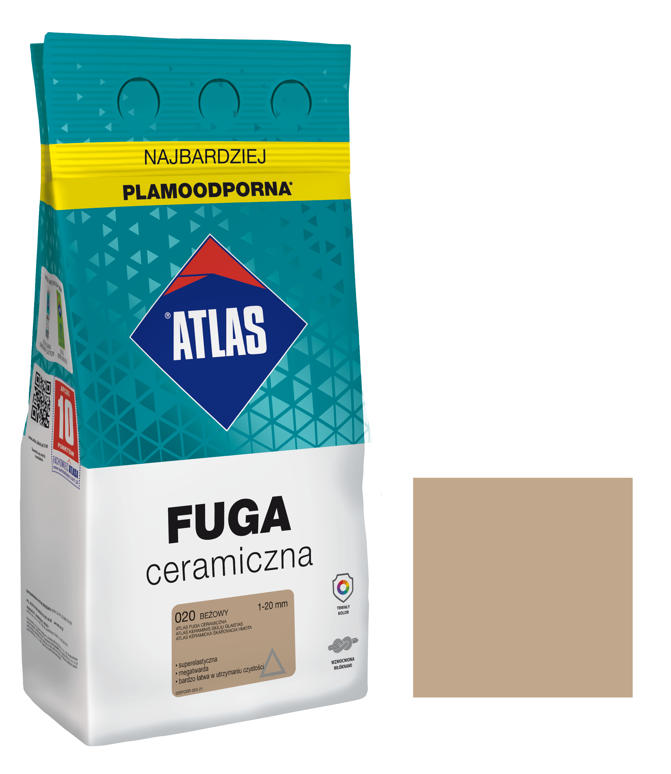 Fuga ceramiczna 020 beżowy alubag 5 kg ATLAS - Bricomarche.pl