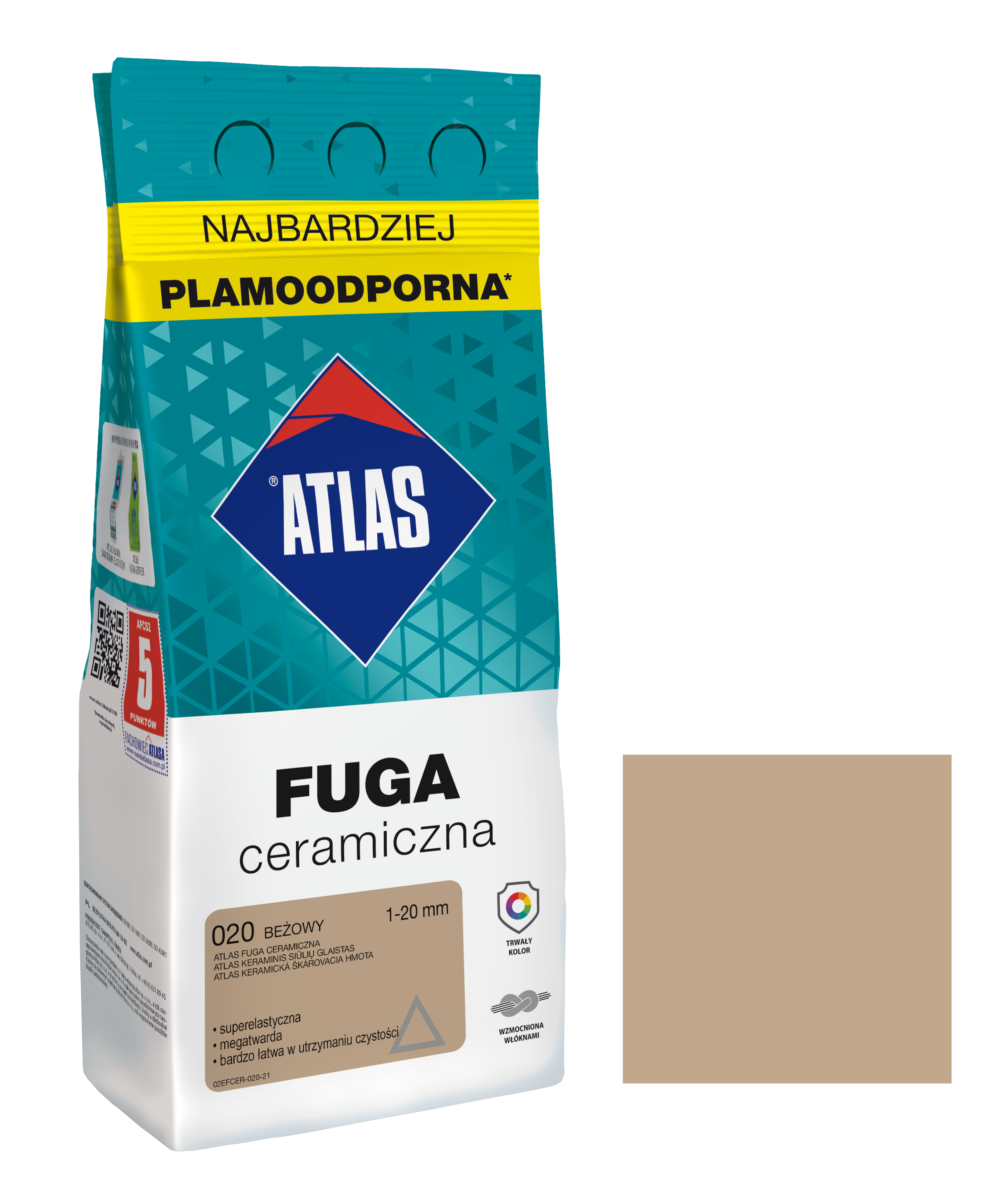 Fuga ceramiczna 020 beżowy alubag 2 kg ATLAS - Bricomarche.pl