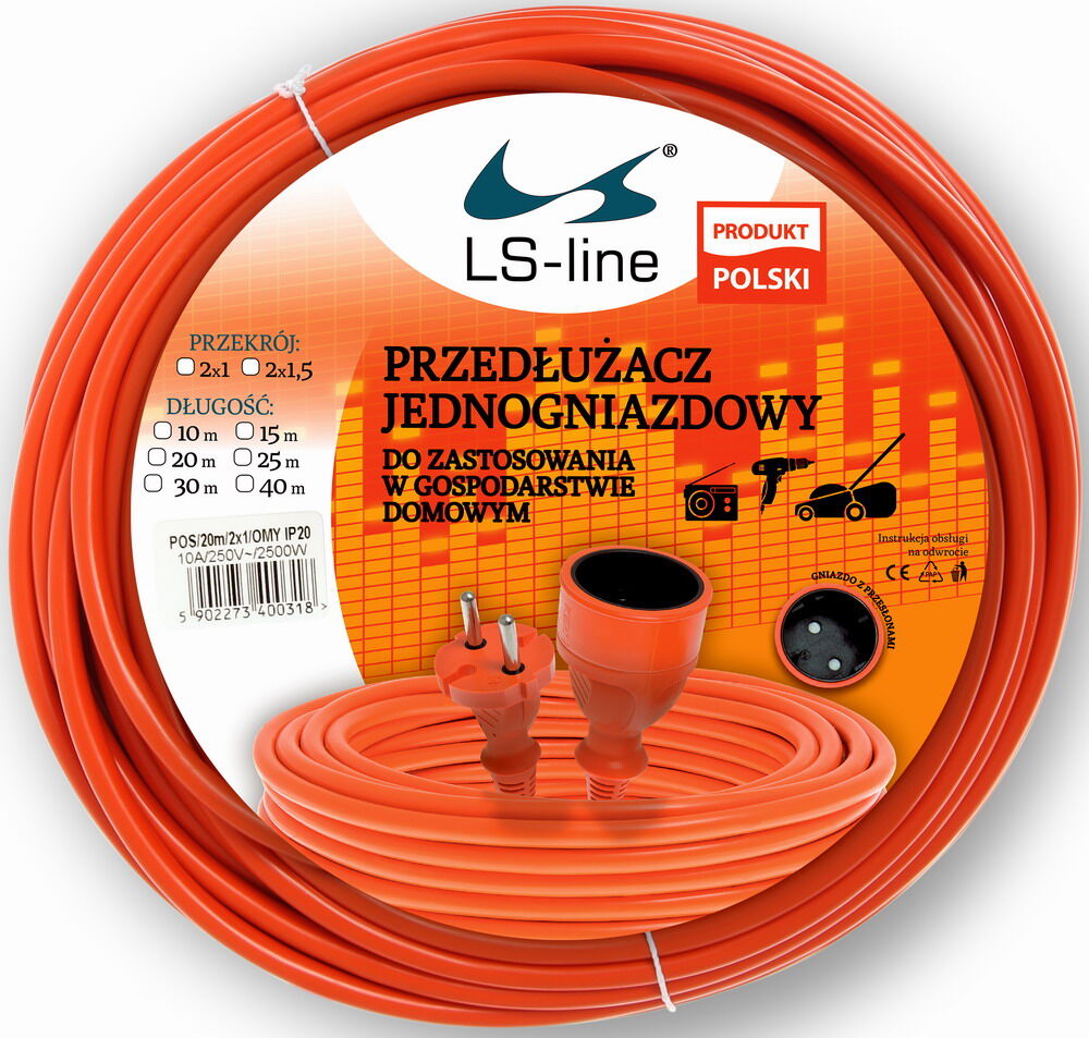 Przedłużacz ogrodowy LS-line POS 30 m 2x1 mm OMY - Bricomarche.pl