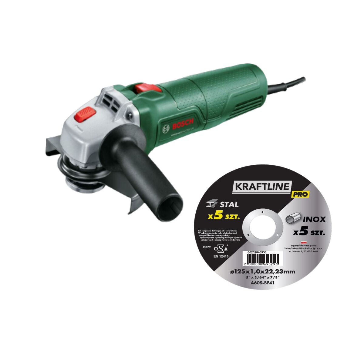 Szlifierka kątowa 750 W UniversalGrind 750-125 BOSCH oraz 10 tarcz ...