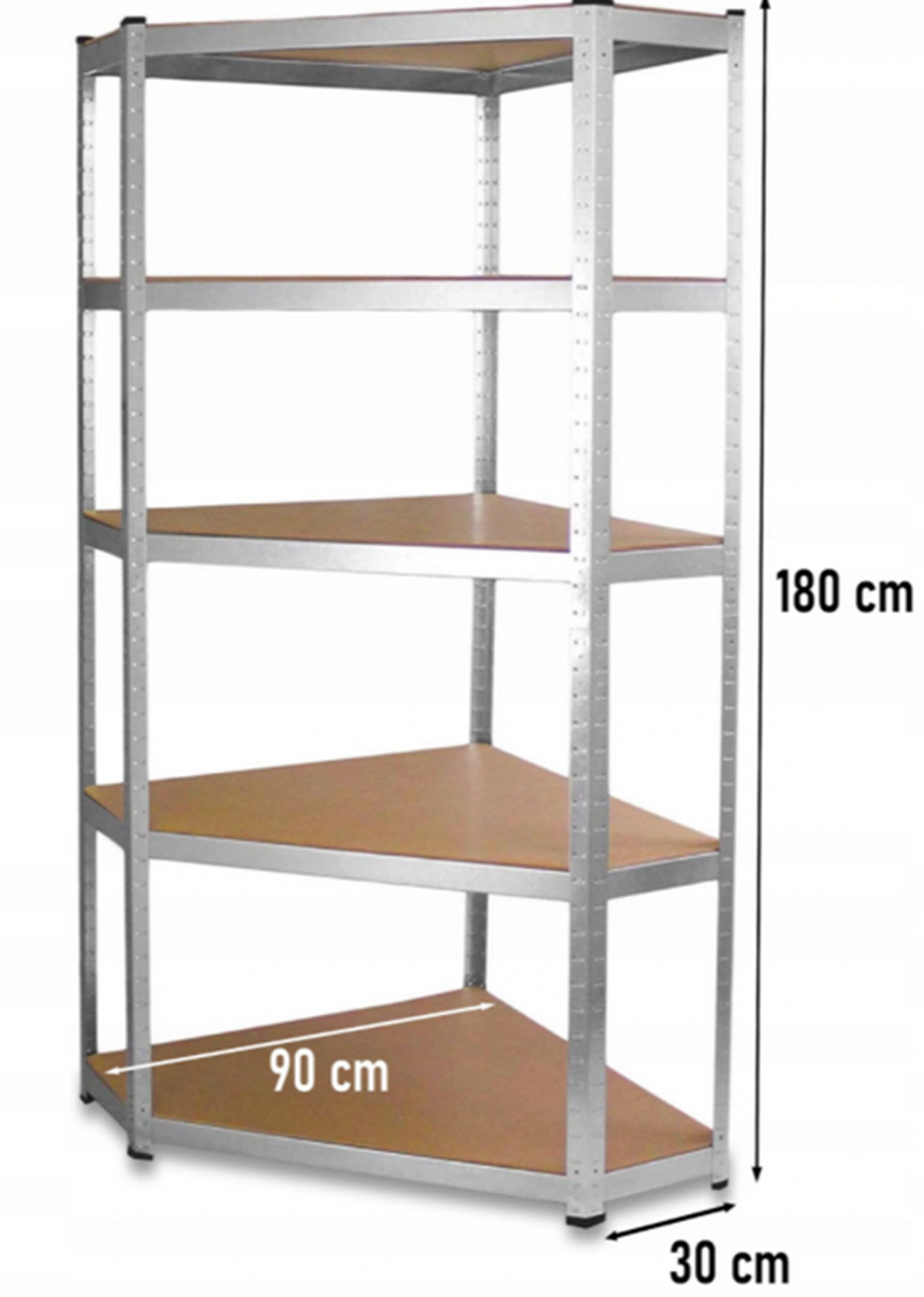 Regał metalowy narożny 180 x 90 x 30 cm 5p wciskany - Bricomarche.pl