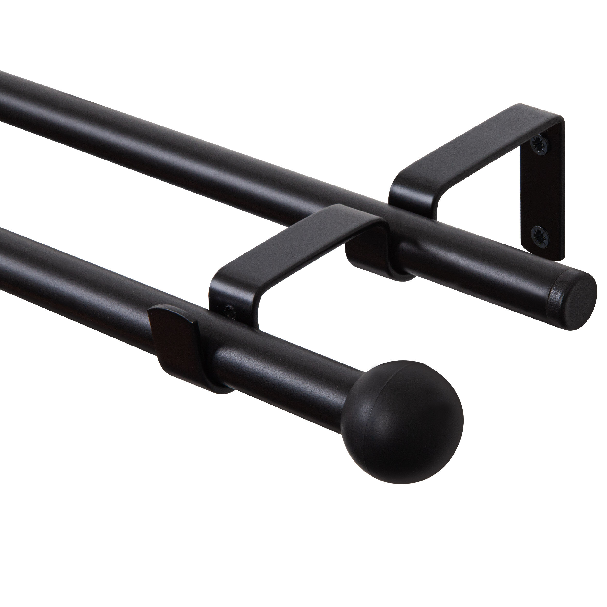 Karnisz podwójny Base II 160 cm 16 mm kula czarny mat - Bricomarche.pl