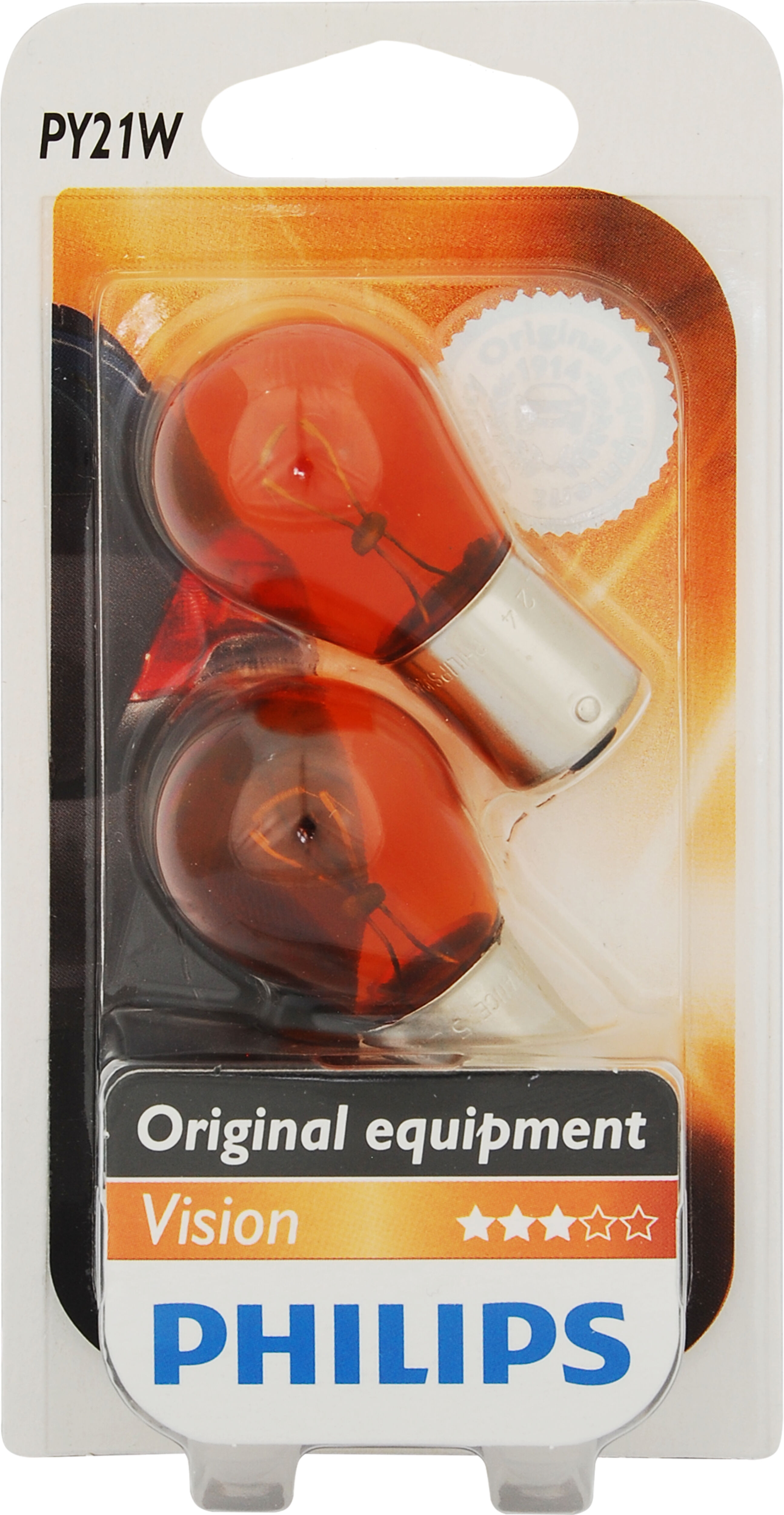 Zestaw żarówek samochodowych PY21 W 12 V pomarańczowe blister PHILIPS ...