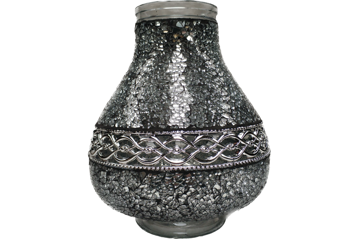 Znicz witraż Karafa decor DECOR2 36 cm srebrno-czarno-biały Ilumini ...