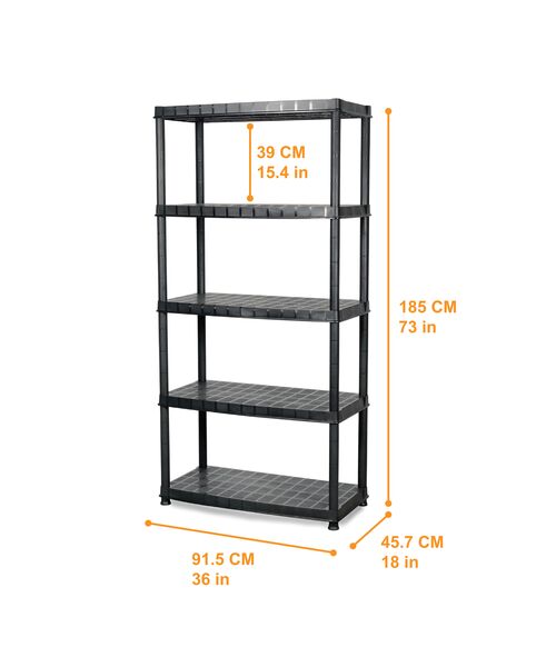 Regał warsztatowy plastikowy DELUXE 91,5 x 45,7 x 185 cm 5 półek - Bricomarche.pl