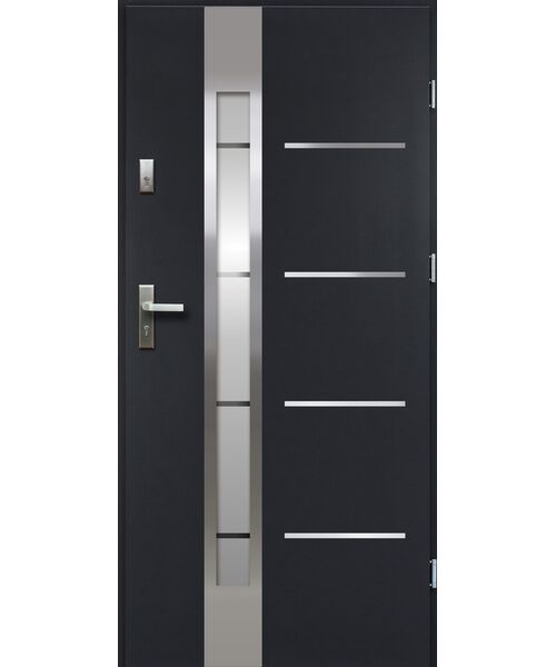 Drzwi zewnętrzne LUNA lak-pas inox antracyt 80 prawe RADEX - Bricomarche.pl
