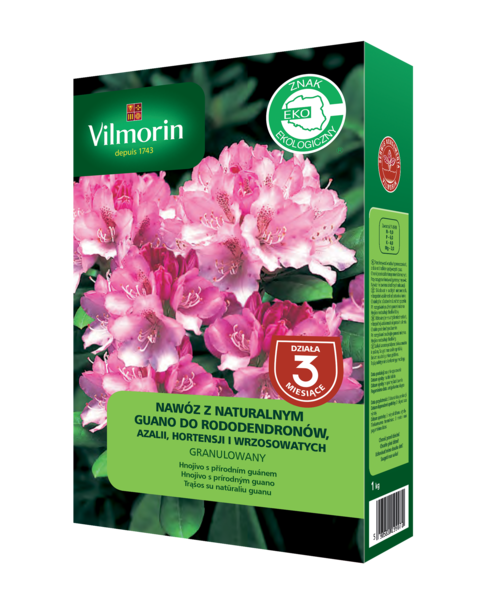 Nawóz z naturalnym guano do rododendronów, azalii, hortensji i wrzosowatych 1 kg Vilmorin Garden ...