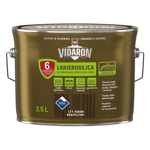 Lakierobejca Ochronno-Dekoracyjna Heban Brazylijski L11 2,5 l VIDARON ...