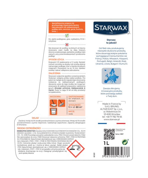Intensywny koncentrat czyszczący Płytki&Gres 1 l Starwax - Bricomarche.pl Intensywny koncentrat czyszczący Płytki&Gres 1 l Starwax - Bricomarche.pl