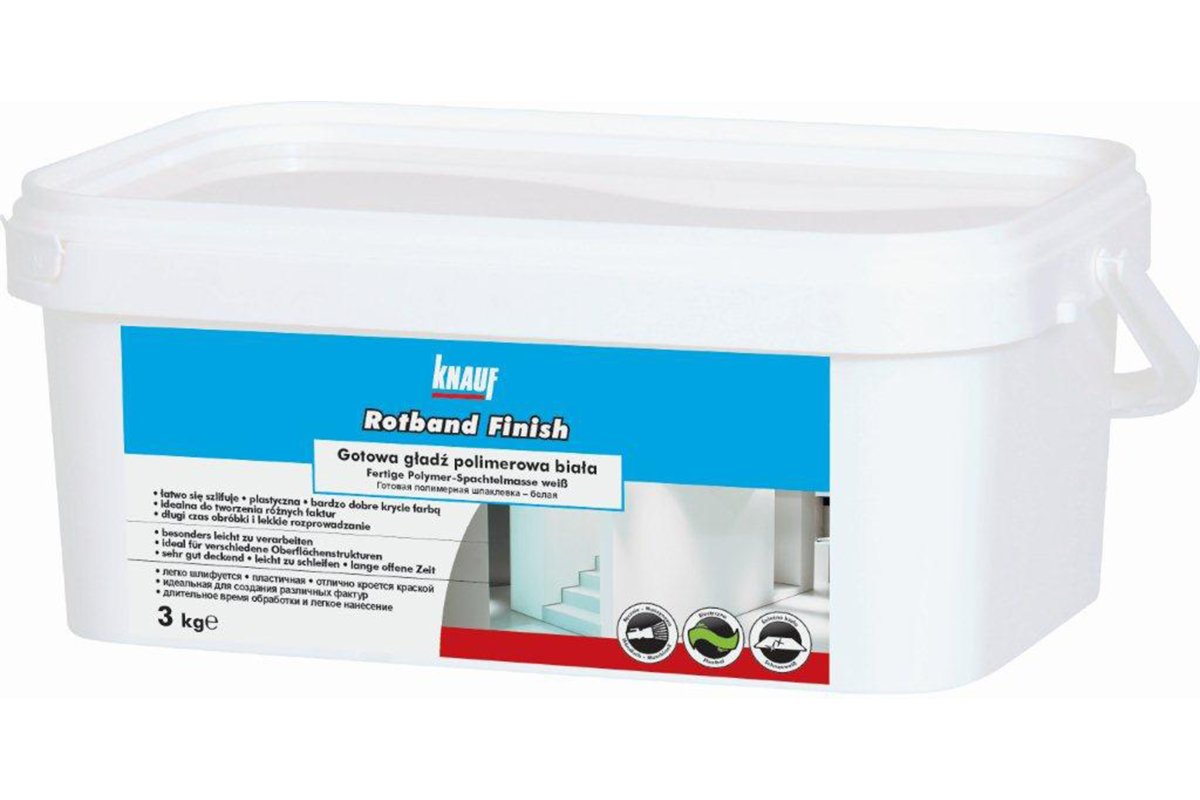 Gładź gotowa polimerowa biała Rotband Finish 8 kg Knauf - Bricomarche.pl
