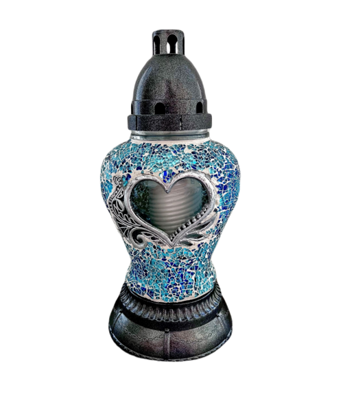 Znicz witraż serce SERCE7 30 cm turkusowy Ilumini - Bricomarche.pl