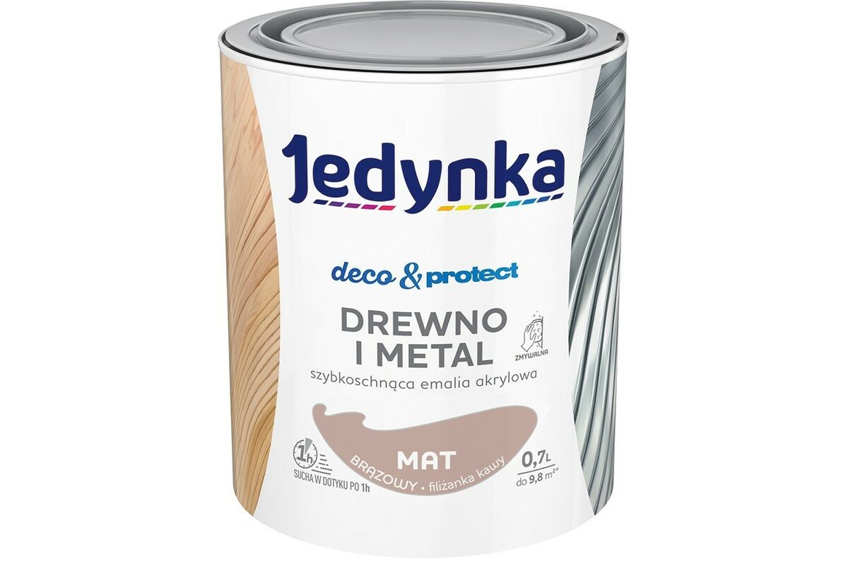 Farba akrylowa Jedynka Deco&Protect Drewno i Metal mat Brązowy 0,7 l ...