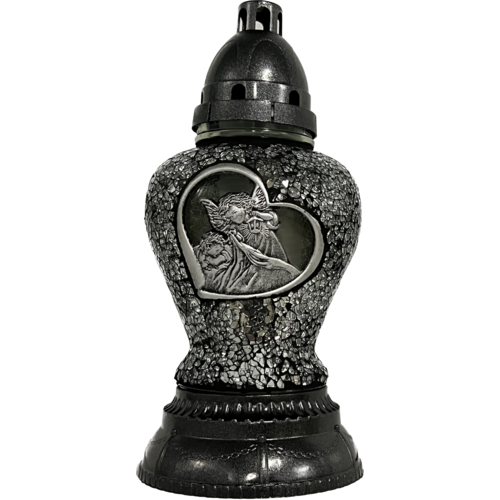 Znicz witraż serce SERCE3 30 cm srebrny Ilumini - Bricomarche.pl