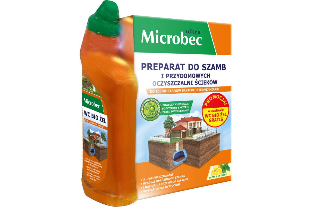 Microbec Ultra 1 kg + Microbec WC bio żel 500 ml BROS - Bricomarche.pl