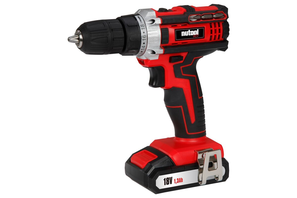 Wiertarko-wkrętarka akumulatorowa 18 V 2 baterie + walizka NUTOOL RED ...