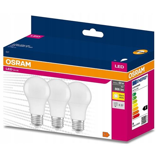 Zestaw żarówek LED E27 8,5 W 2700 K OSRAM 3 sztuki - Bricomarche.pl