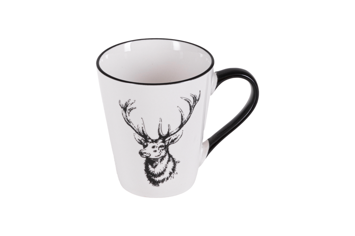 Kubek ceramiczny renifer 320 ml biało-czarny - Bricomarche.pl