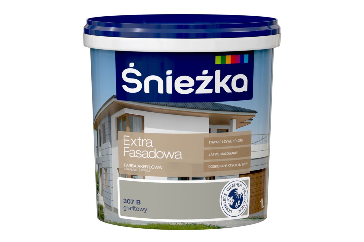 Farba Extra Fasadowa grafitowy B 1 l Śnieżka - Bricomarche.pl Farba Extra Fasadowa grafitowy B 1 l Śnieżka - Bricomarche.pl