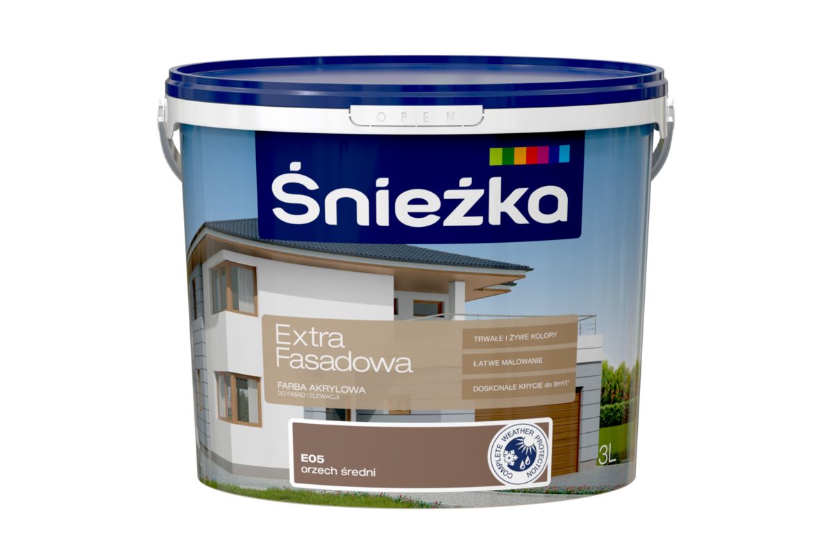 Farba Extra Fasadowa E05 orzech średni 3 l Śnieżka - Bricomarche.pl Farba Extra Fasadowa E05 orzech średni 3 l Śnieżka - Bricomarche.pl
