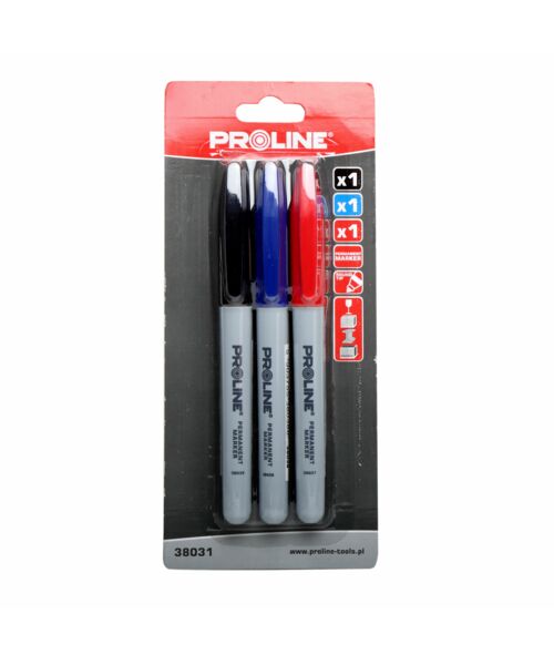 Markery permanentne "okrągłe" 3 sztuki PROLINE czarny, niebieski ...
