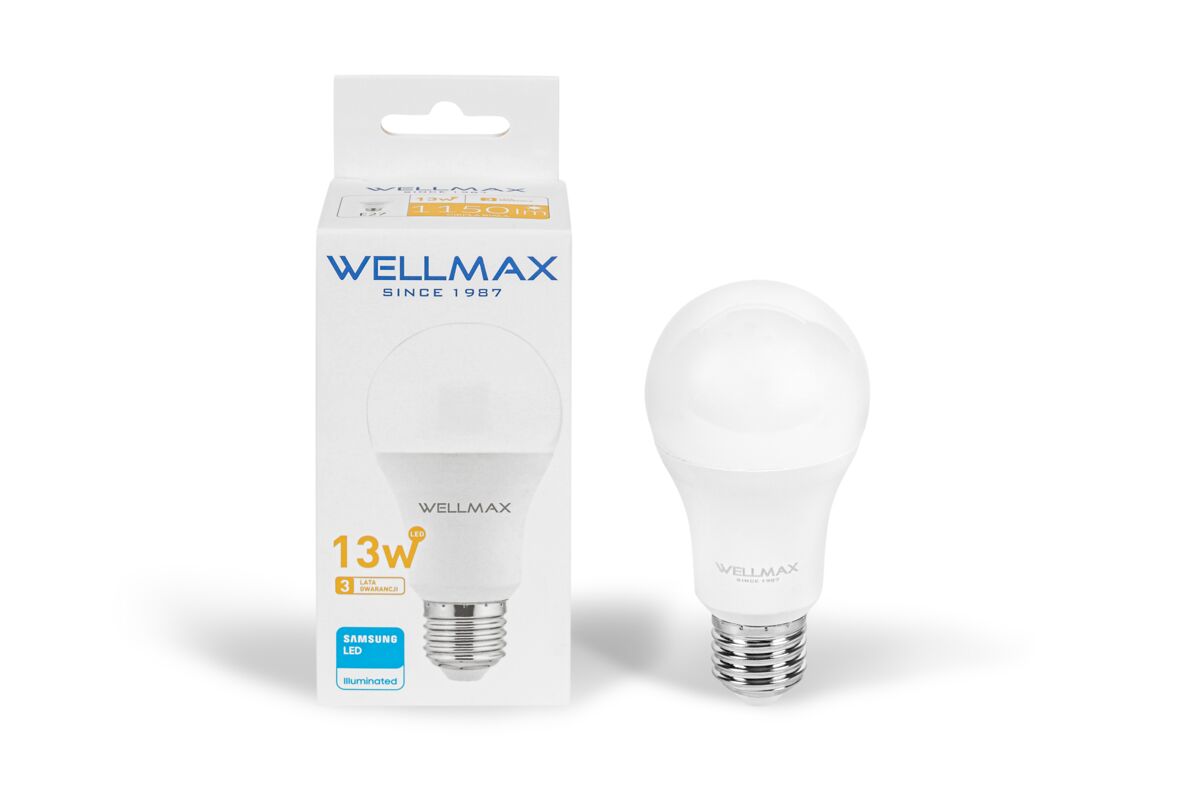Żarówka ledowa Wellmax Samsung tradycyjna LED E-27 13W barwa ciepła ...