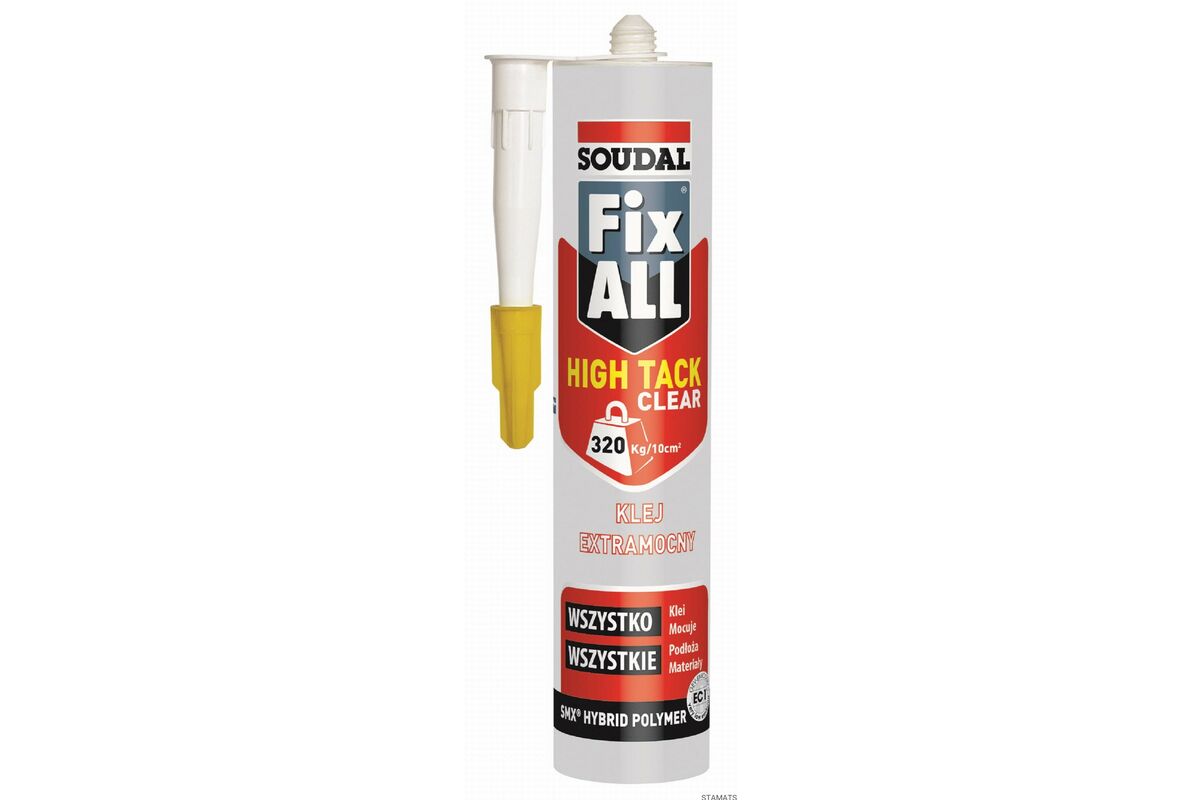 Klej hybrydowy FIX ALL HIGH TACK CLEAR 290 ml Soudal - Bricomarche.pl