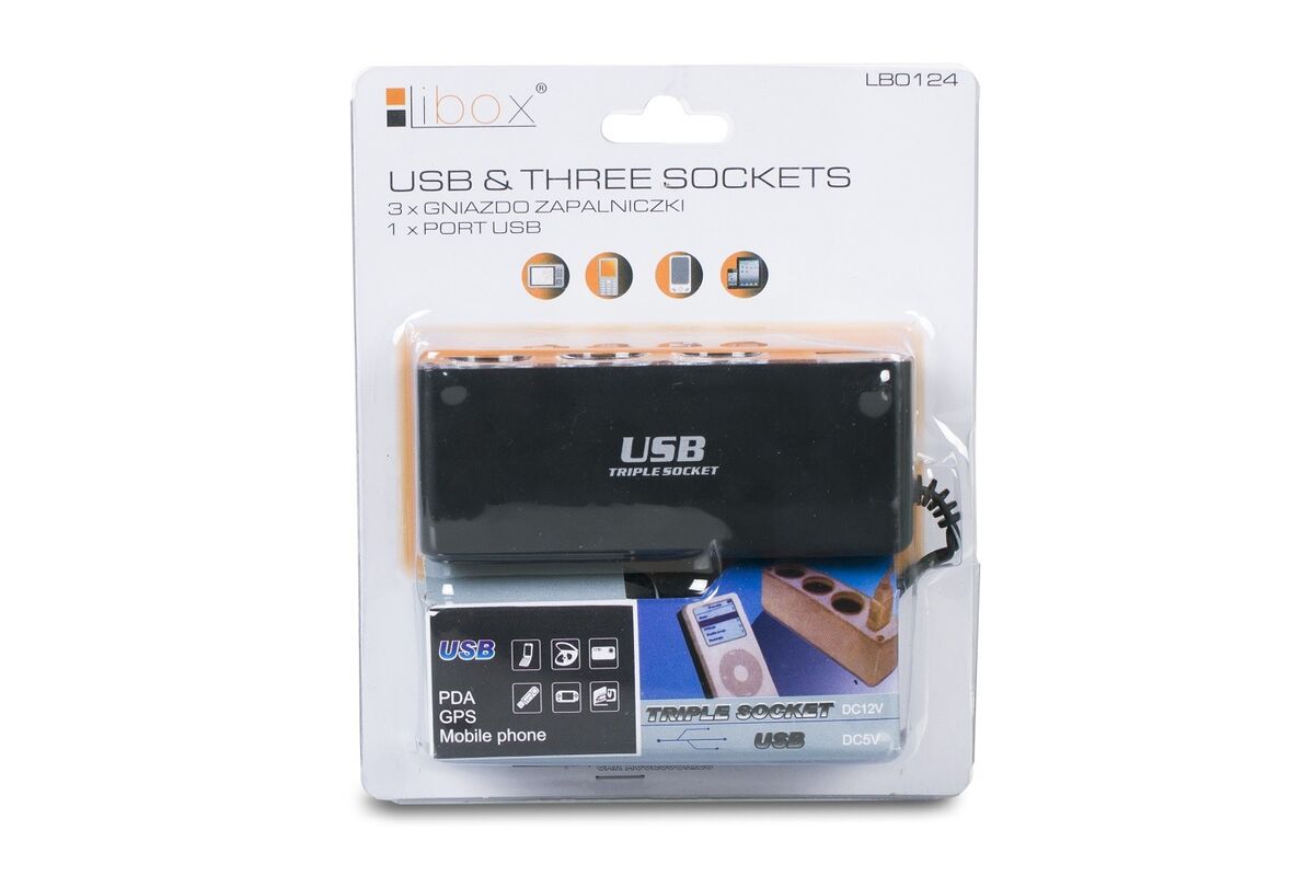 Rozgałęźnik gniazda zapalniczki samochodowej - 3 gniazda + USB LB0124 LIBOX - Bricomarche.pl