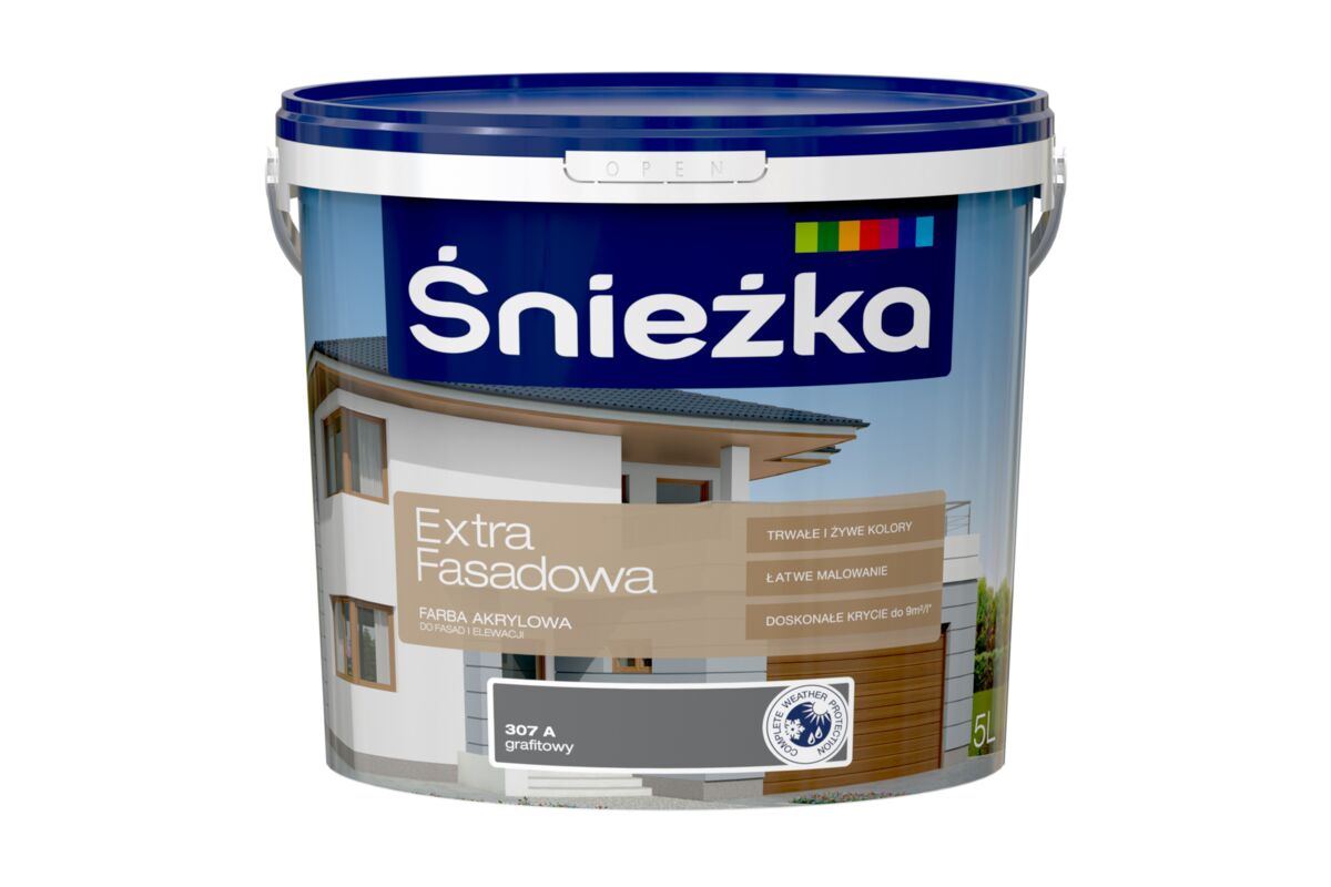 Farba Extra Fasadowa grafitowy A 5 l Śnieżka - Bricomarche.pl Farba Extra Fasadowa grafitowy A 5 l Śnieżka - Bricomarche.pl