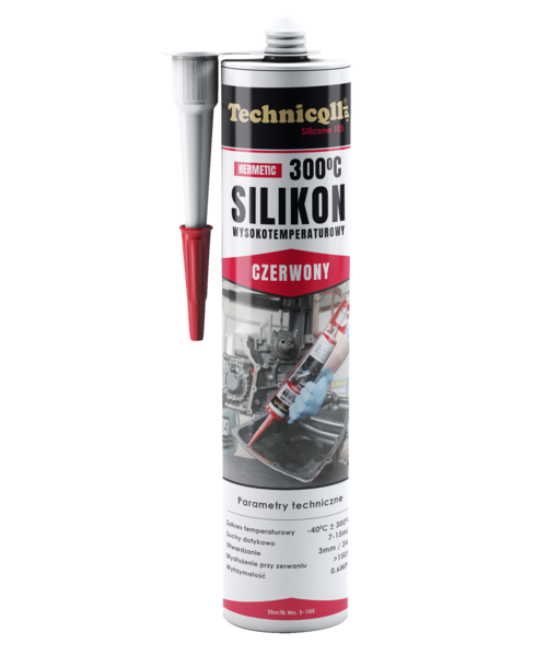 Silikon wysokotemperaturowy czerwony 300 ml Technicqll - Bricomarche.pl