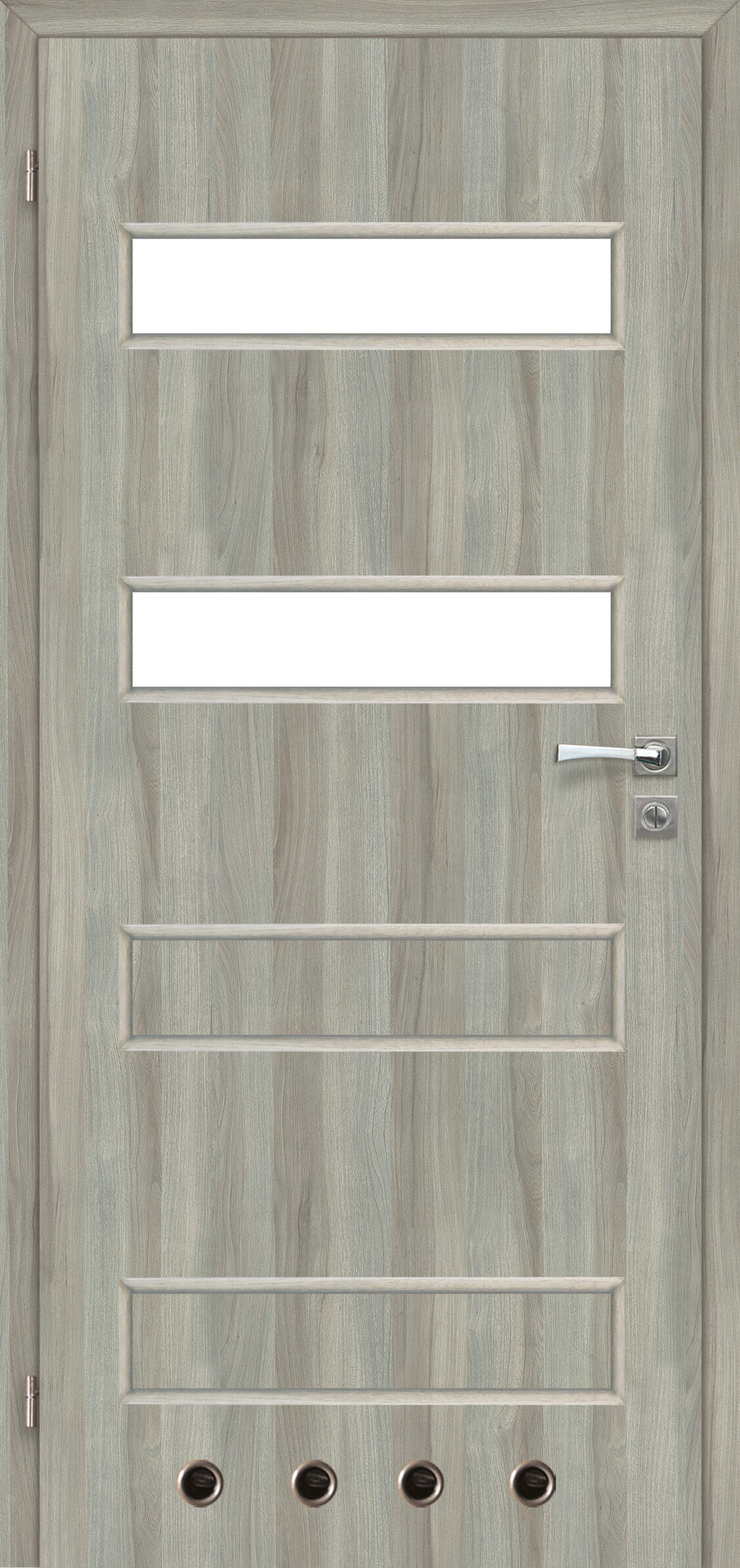 Skrzydło drzwiowe 60L 2/4 dąb skandynawski lakierowane milano + tuleje + zamek blokada 2 zawiasy ...