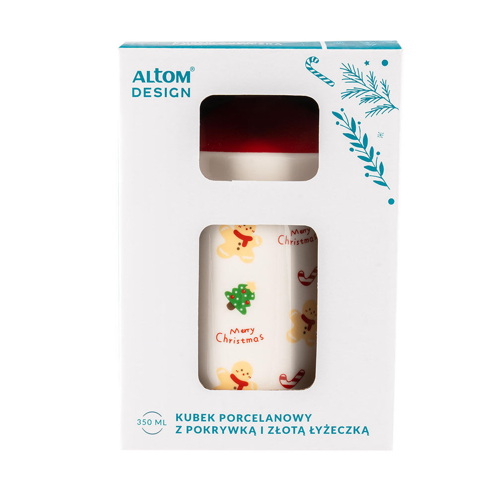 Kubek Prosty NBC 350 ml z pokrywką i złotą łyżeczką dek. B Color Box - Bricomarche.pl