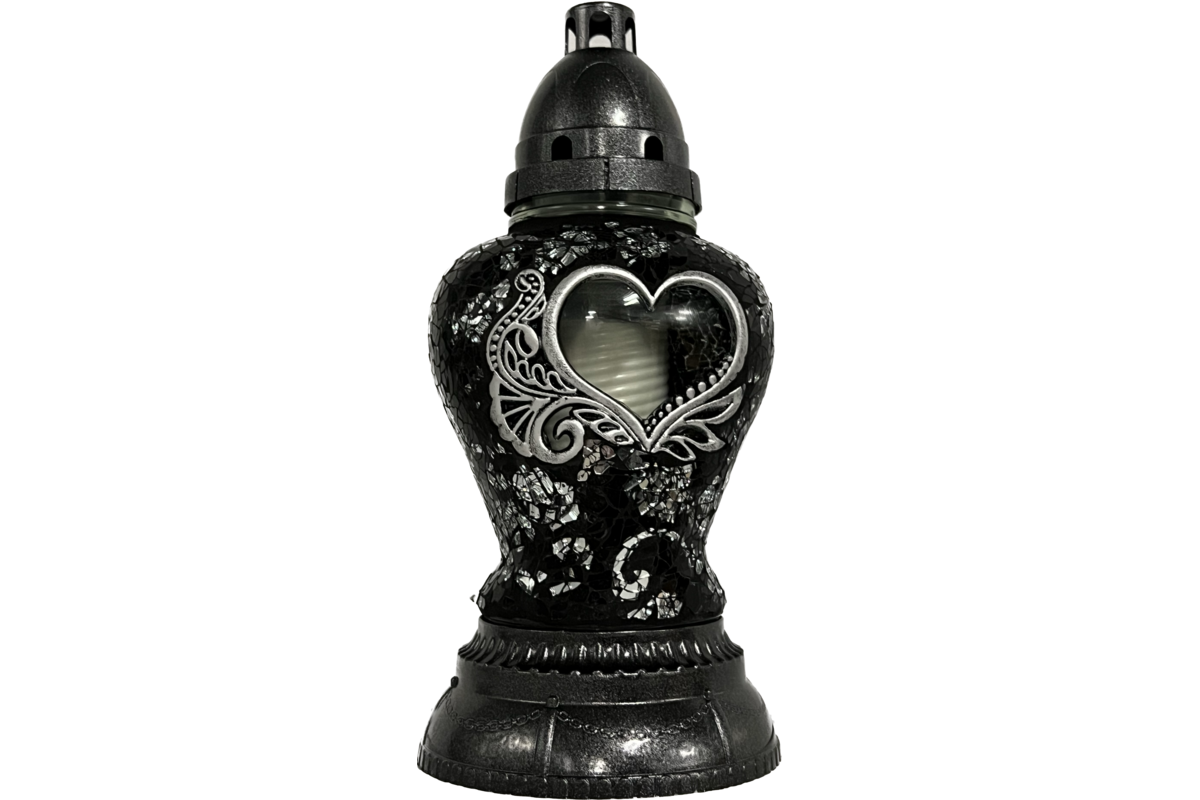 Znicz witraż serce SERCE6 30 cm czarny Ilumini - Bricomarche.pl